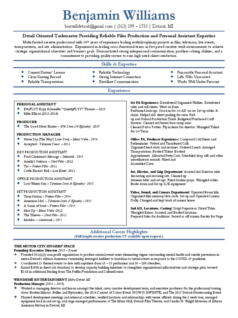 Benjamin Williams Resume | PDF