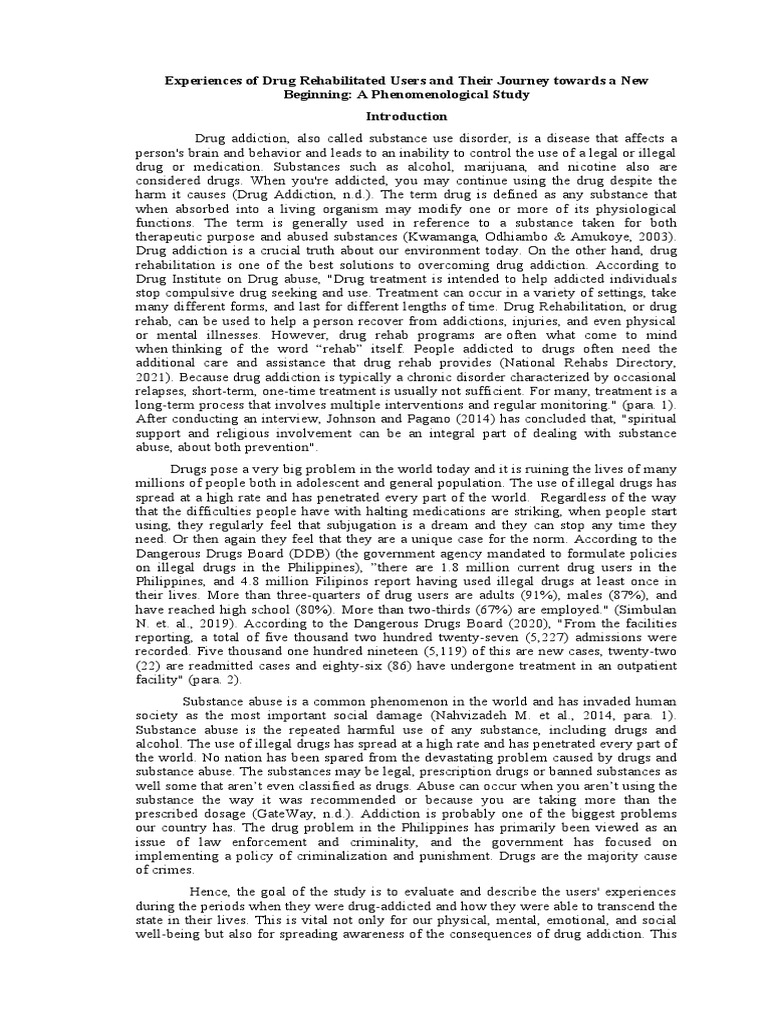 Experiences of Drug Rehabilitated Users and Their Journey Towards A New ...