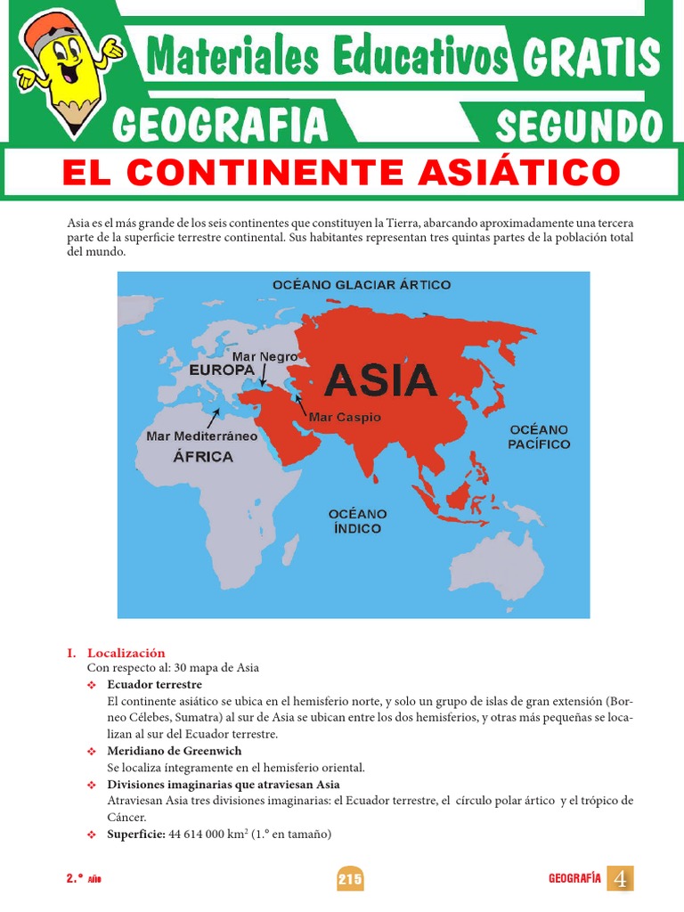 El Continente Asiático para Segundo Grado de Secundaria | PDF | Asia ...