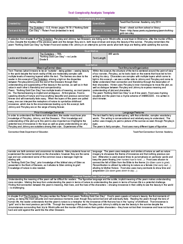 CTSA 6-8 A Millerd The Outsiders | PDF | Poetry