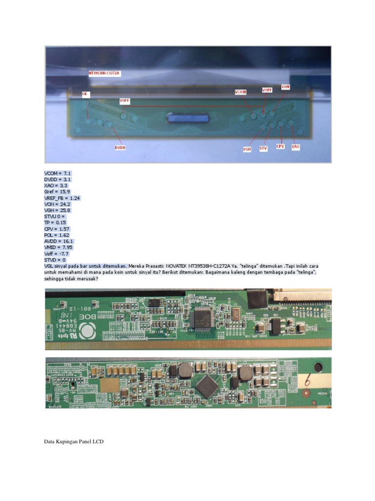 Data Kupingan Panel LCD dan TCON | PDF