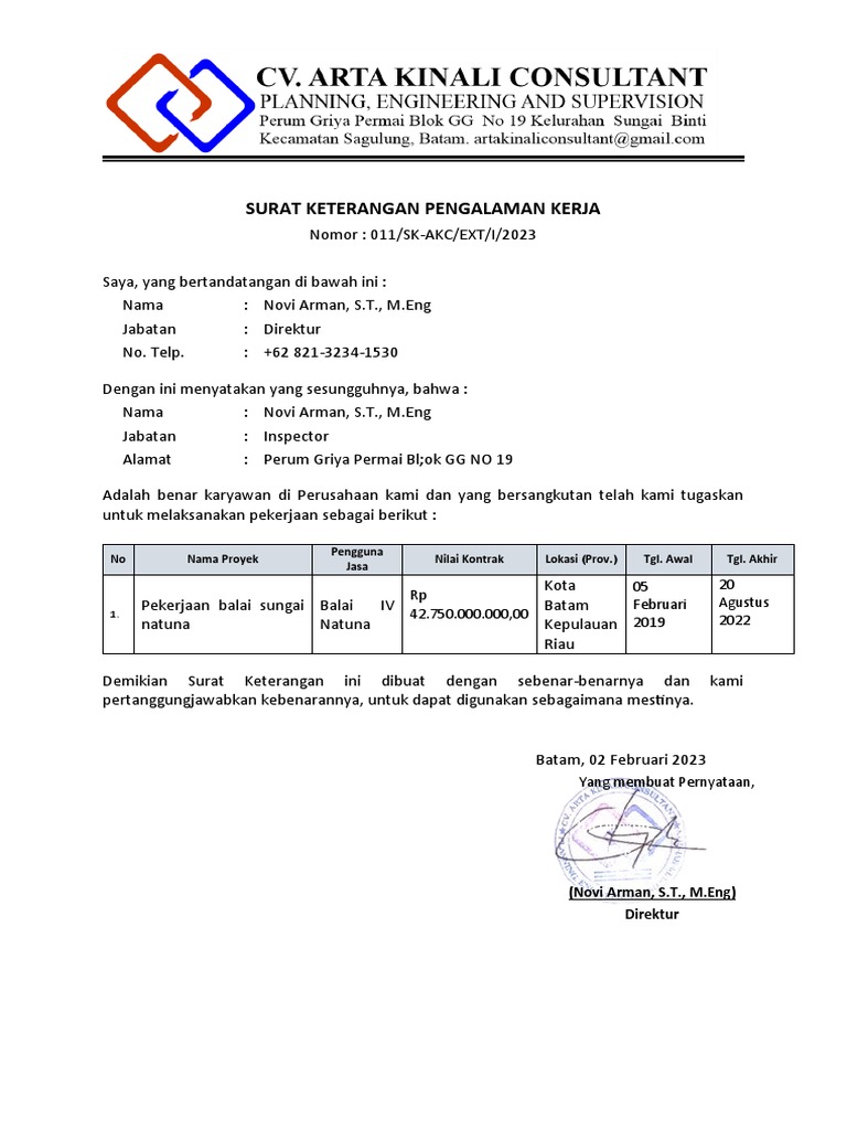 Form Pengalaman Kerja | PDF