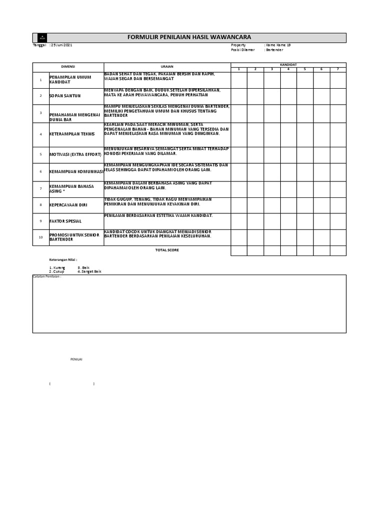 Penilaian Interview | PDF