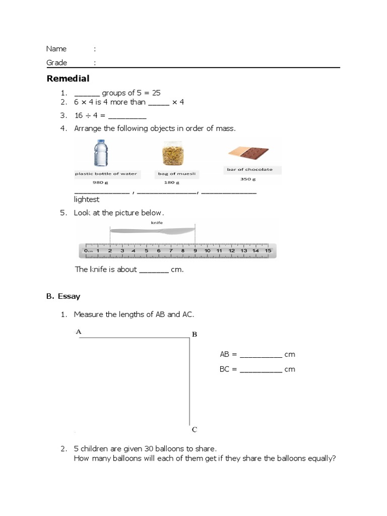 Remedial Maths Unit 2 Exercises | PDF | Language Arts & Discipline