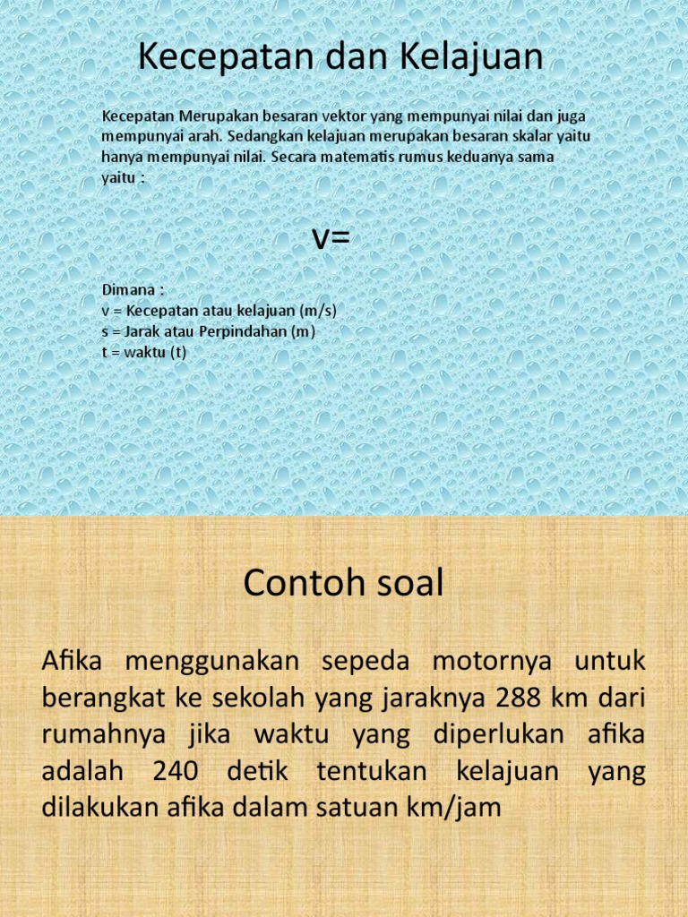 Kecepatan Dan Kelajuan | PDF | Metode & Bahan Ajar | Sains & Matematika