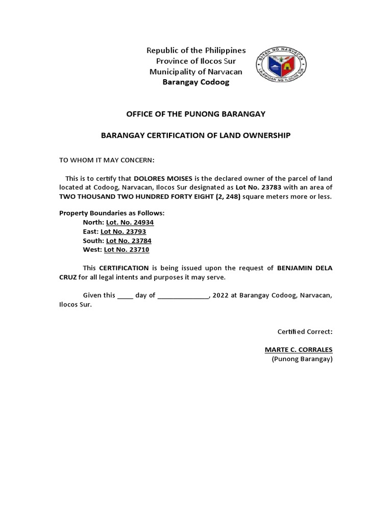 Brgy. Land Ownership | PDF
