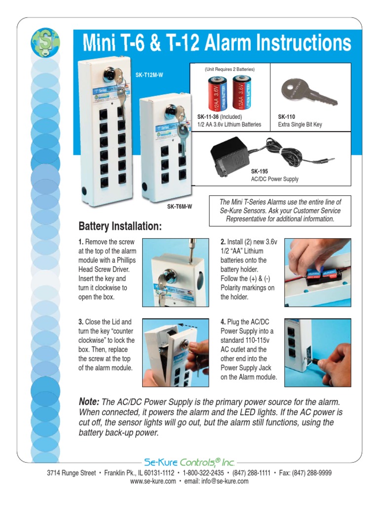 Se-Kure Mini T-Series Instructions 8-8-14 | PDF | Power Supply | Equipment