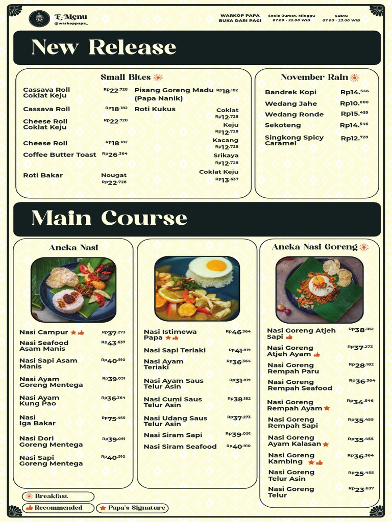 E-Menu Warkop Papa | PDF