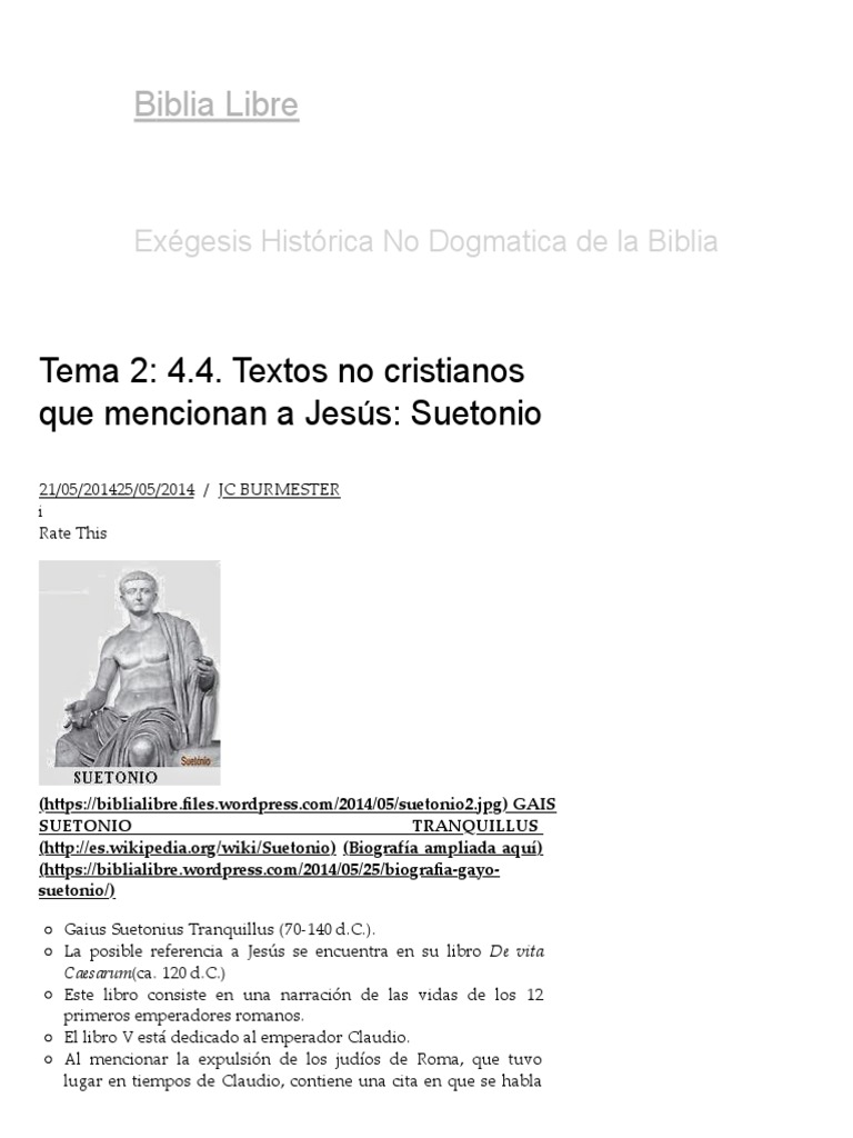 Suetonio y la mención de Jesús | PDF | Suetonio | Jesús