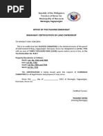 Barangay Certification-Interposing No Objection | PDF