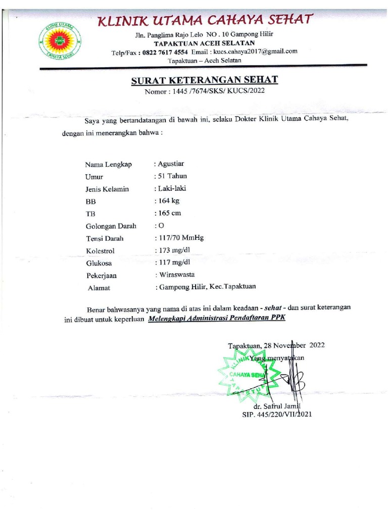 Surat Kesehatan | PDF