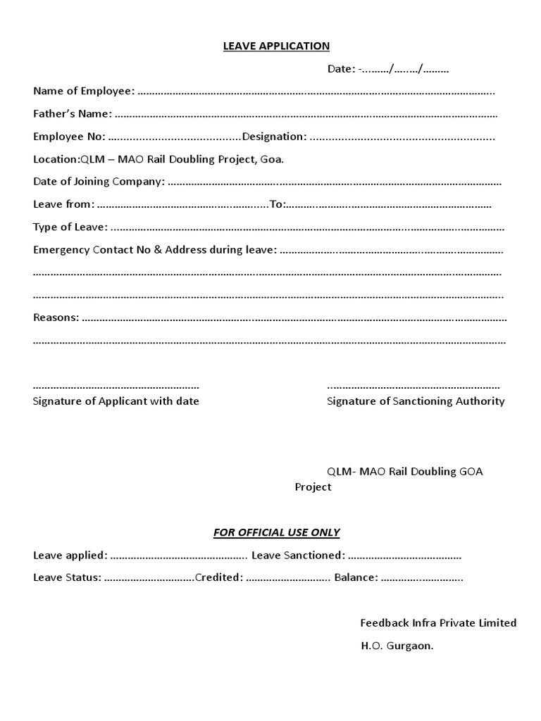 Leave Application | PDF