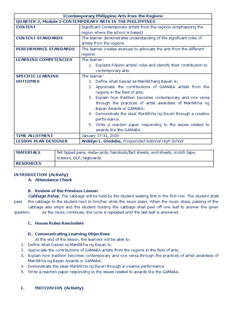 DLP Contemporary Philippine Arts From The Regions | PDF | Essays | Learning