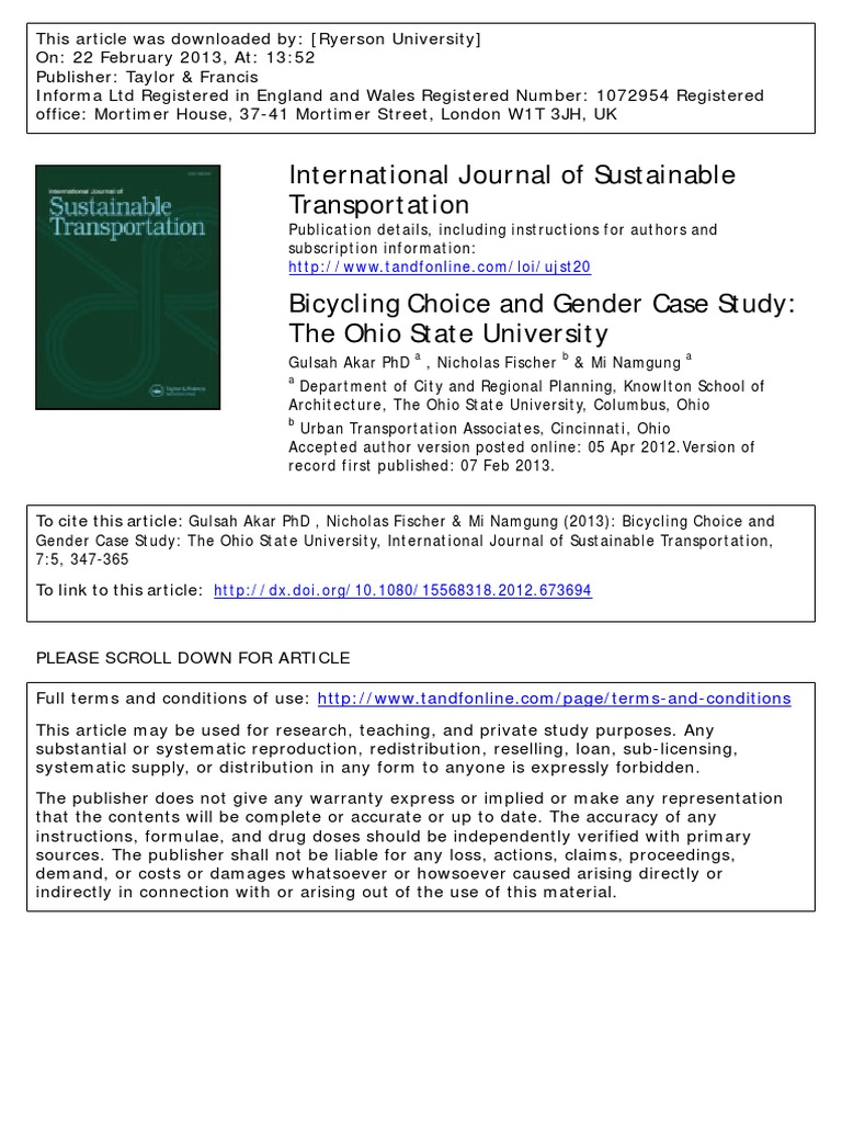 Bicycling Choice and Gender Case Study | PDF | Risk | Sustainable Transport