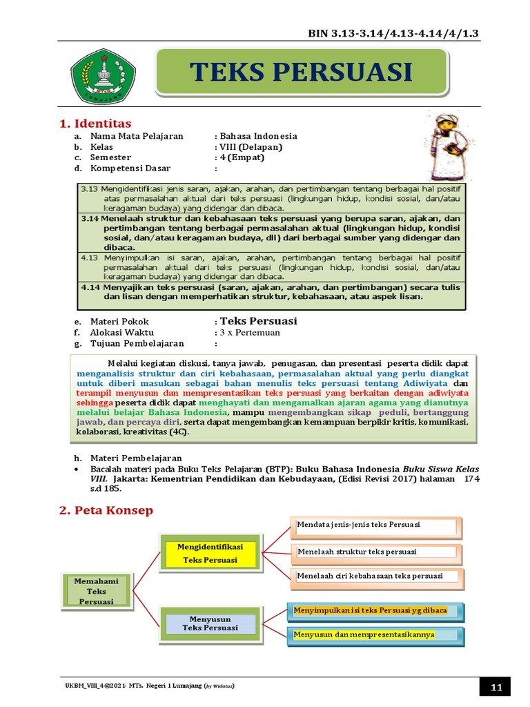 Ukbm Teks Persuasi Kelas 8 | PDF