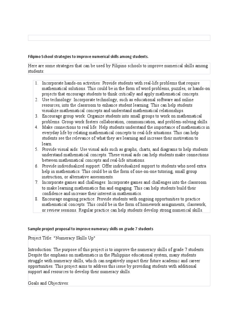 Sample School Strategies For Numeracy Intervention Pdf Educational Assessment Educational
