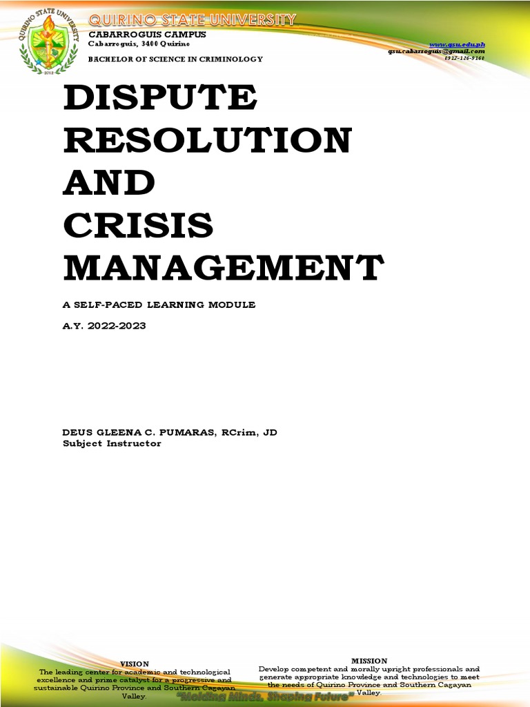 Dispute Resolution and Crisis Management | PDF | Mediation ...