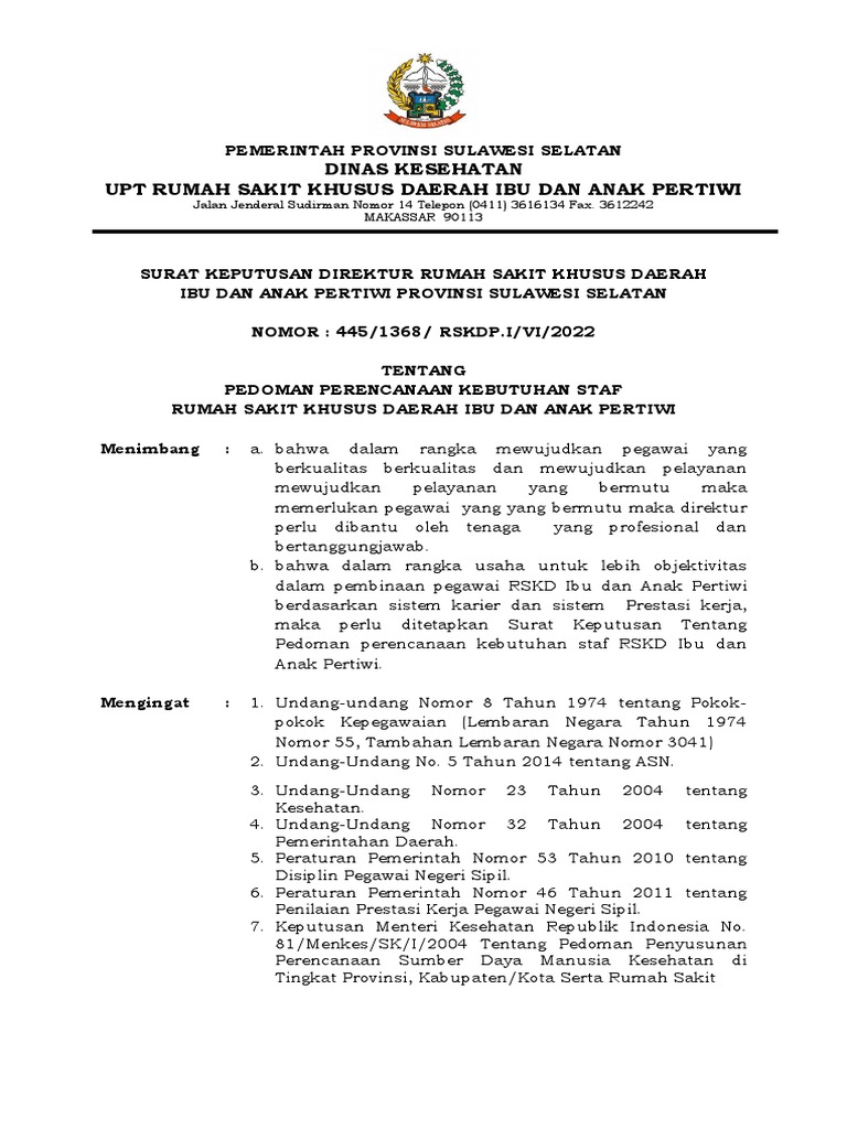 KPS 1c SK PEDOMAN PERENCANAAN KEBUTUHAN STAF y | PDF