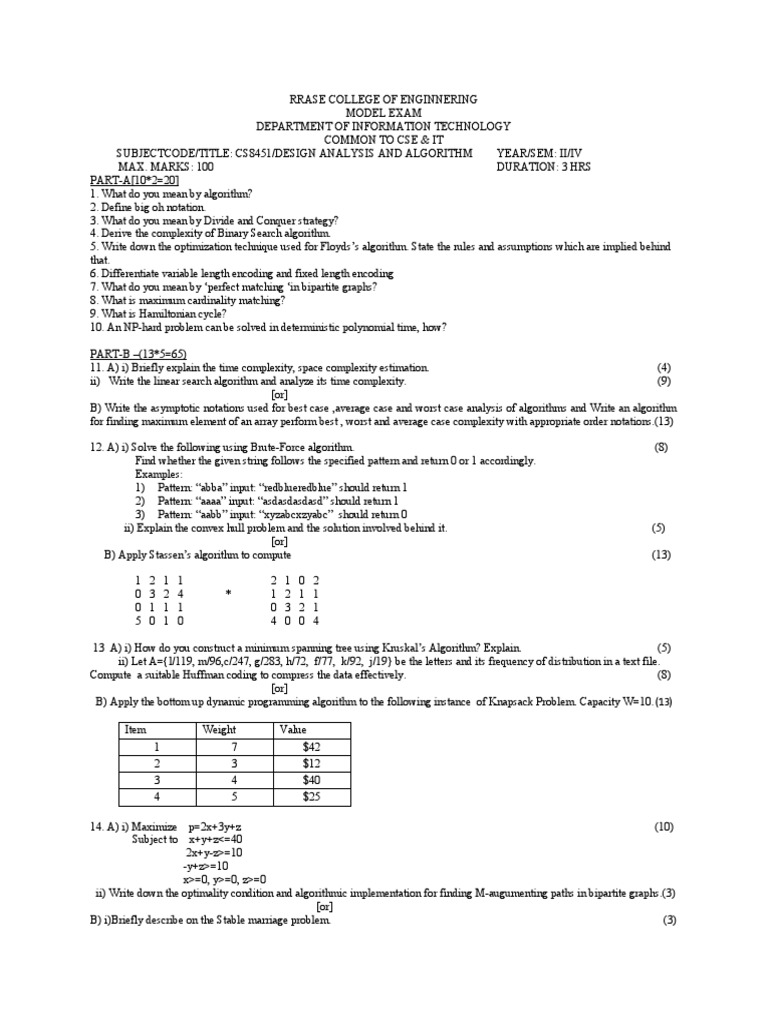 Daa Model Pdf Computational Complexity Theory Time Complexity 