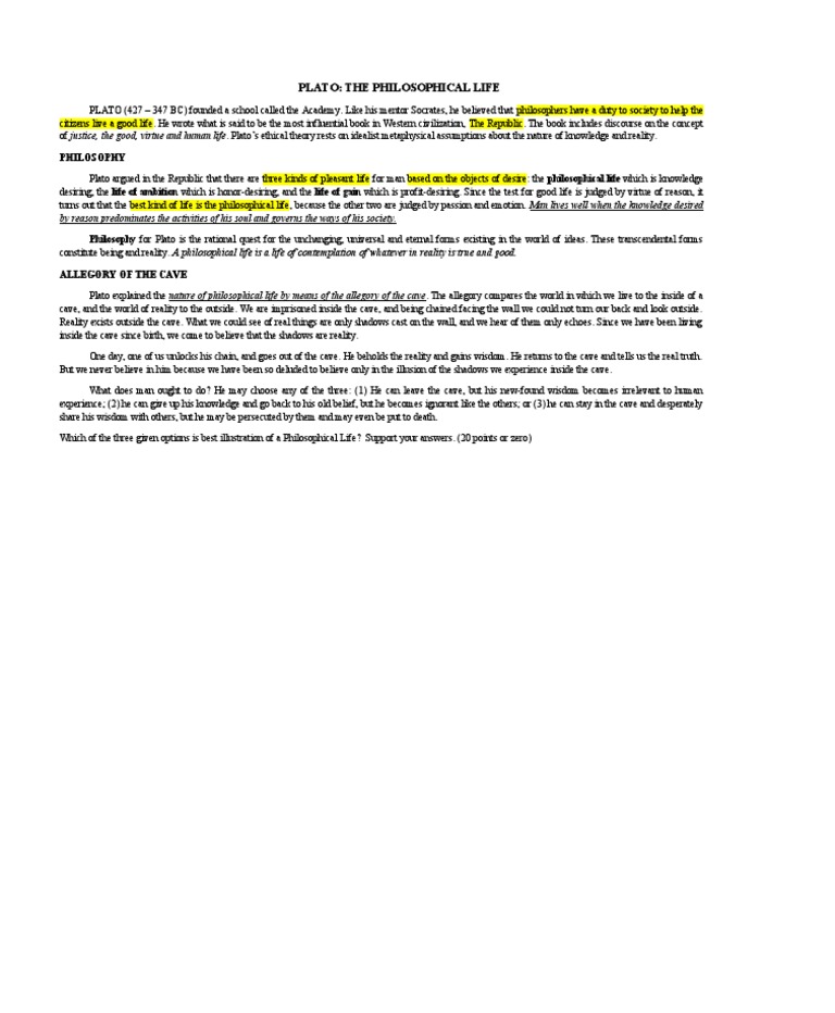 Platos Allegory of The Cave | PDF | Plato | Epistemological Theories