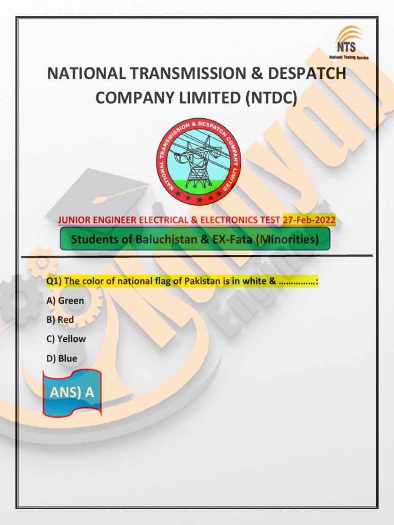 National Transmission & Despatch Company Limited (NTDC) : Ans) A | PDF | Muhammad Ali Jinnah | Modem
