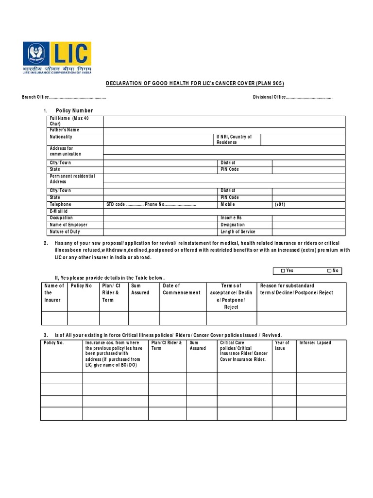 Revival Cancer Cover Plan 905 | PDF | Insurance | Cancer
