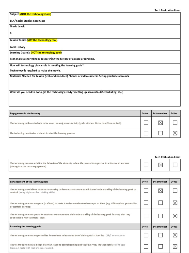 Tech Evaluation Form 4 | PDF | Learning | Cognitive Science