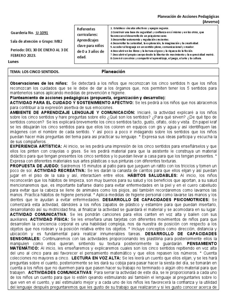 Actividades sobre los Cinco Sentidos | PDF | Aprendizaje | Creatividad