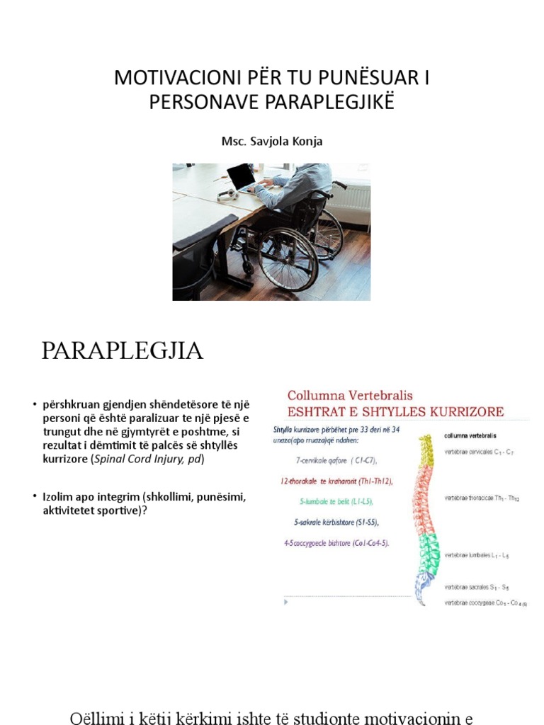 MOTIVACIONI PËR TU PUNËSUAR I PERSONAVE PARAPLEGJIKË-Savjola Konja | PDF