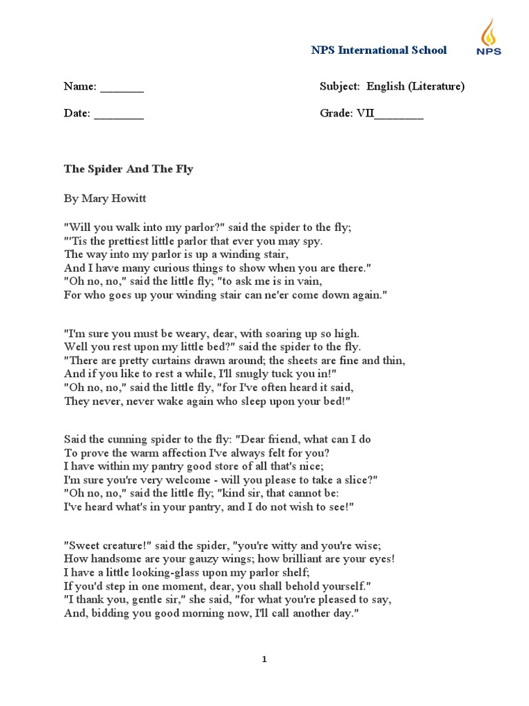 The Spider and the Fly: A Cautionary Tale | PDF