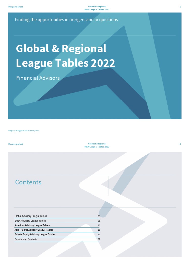 M&A League Tables 2022 Overview | PDF | Investment Banking | Mergers ...