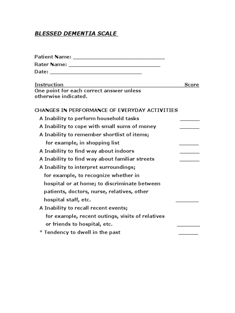 Blessed Dementia Scale | PDF | Dementia | Causes Of Death
