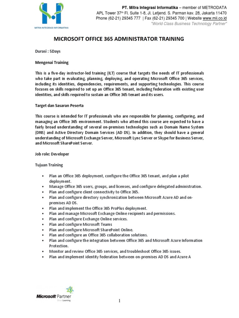 Office 365 Administrator Training Course | PDF | Microsoft Exchange ...