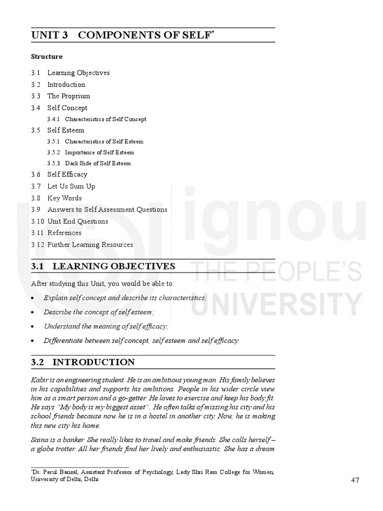 Unit 3 | PDF | Self Esteem | Self Concept