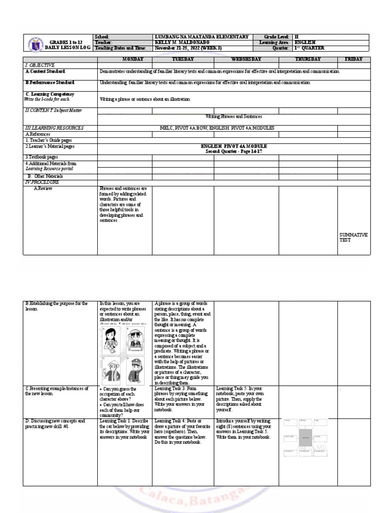 DLL - Week 3 | PDF | Differentiated Instruction | Learning
