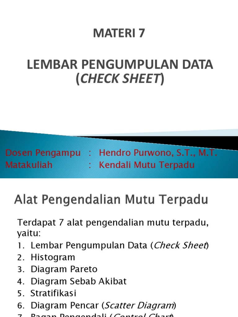 Materi 7 (Check Sheet) | PDF
