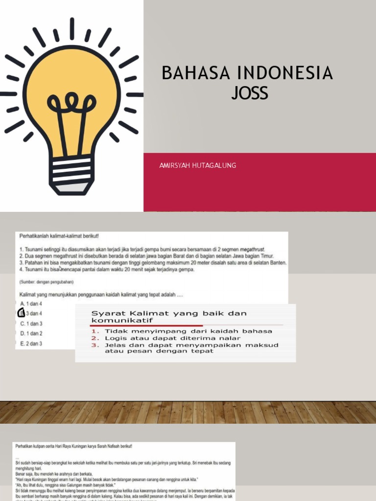 BAHASA INDONESIA JOSS REVISI (Amirsyah Hutagalung) | PDF