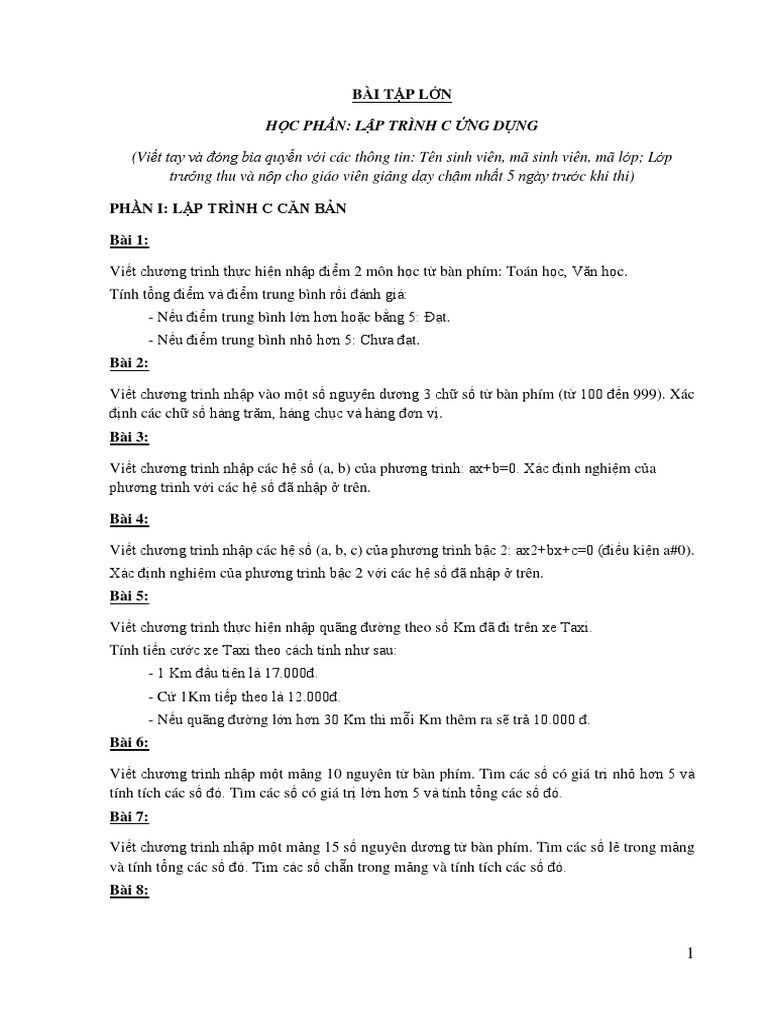 BAI TAP LON (Lap Trinh C Ung Dung) | PDF