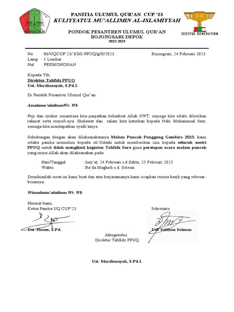 Surat Izin Tahfidz | PDF