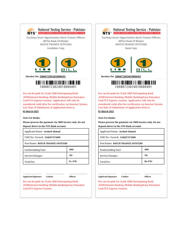 NTS - Candidate (Portal) | PDF | Fee | Business
