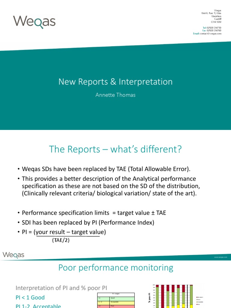 WEQAS Report Interpretation | PDF | Standard Deviation
