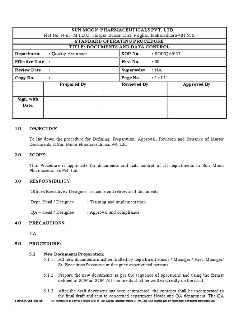 Document And Data Control Pdf Quality Assurance Business