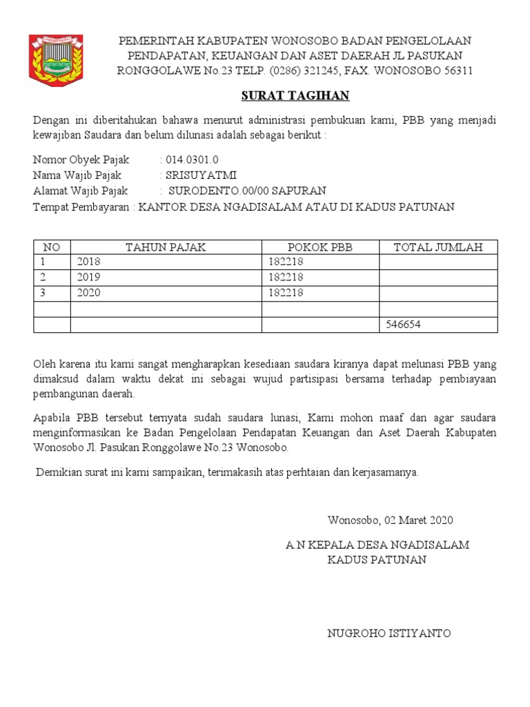 Format Surat Tagihan | PDF