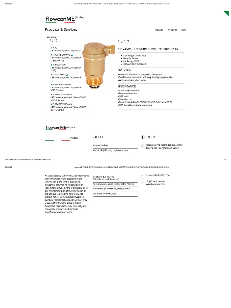 FlowconME - Automatic Air Vent | PDF | Valve | Hydraulic Engineering