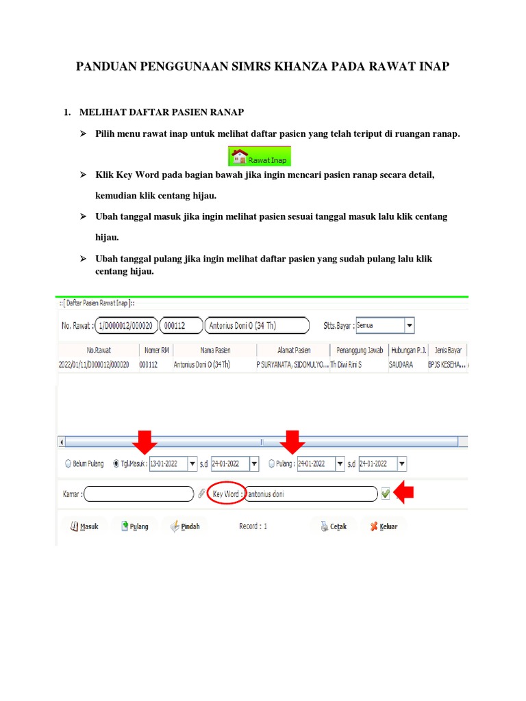 Panduan Penggunaan Simrs Khanza Pada Rawat Inap | PDF