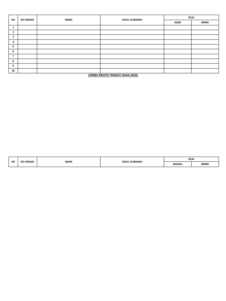 Blangko Nilai Tpa Pdf
