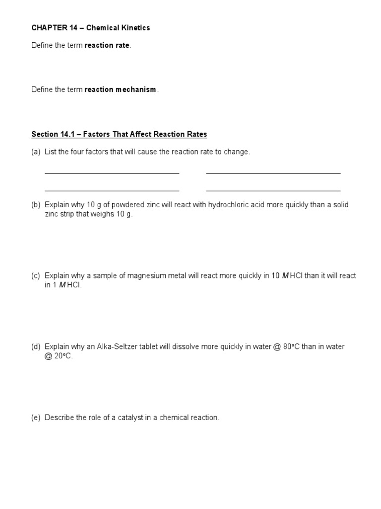 Chemical Kinetics: Reaction Rates Explained | PDF | Reaction Rate ...