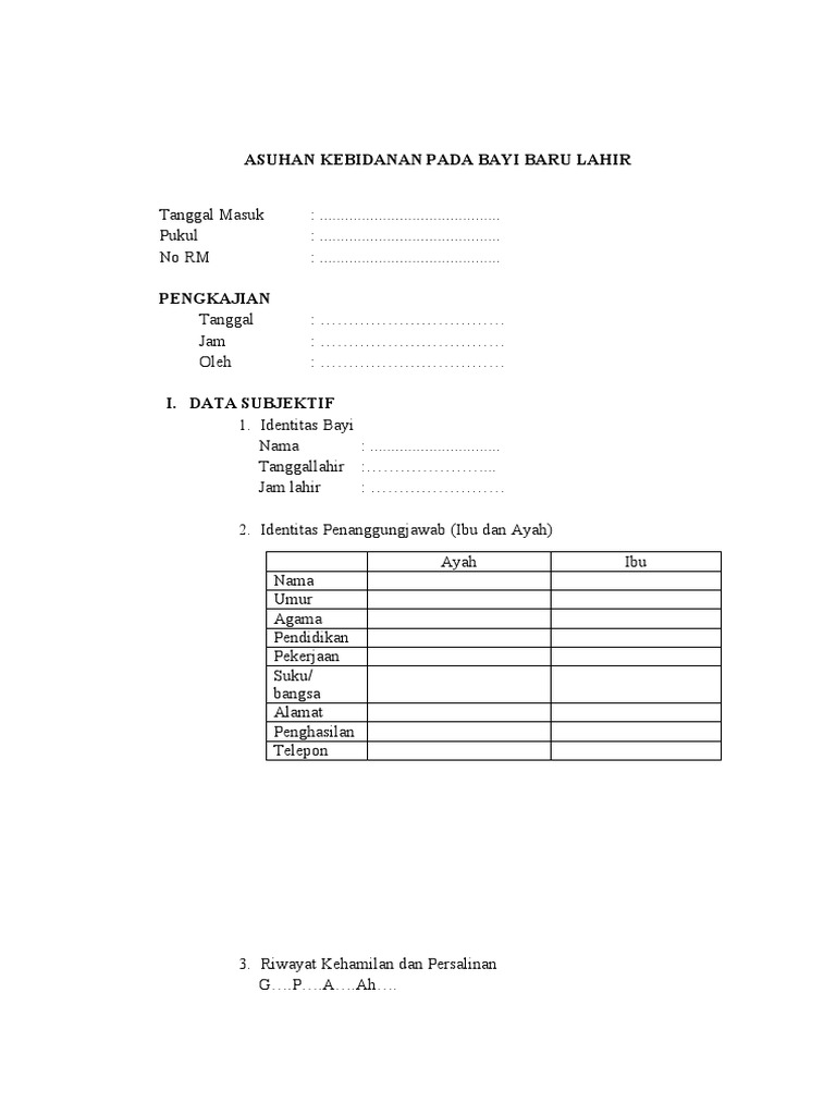 FORMAT Pengkajian BBL | PDF