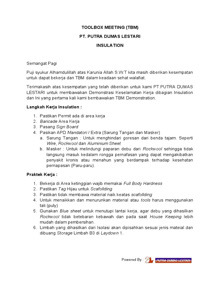 Toolbox Meeting | PDF