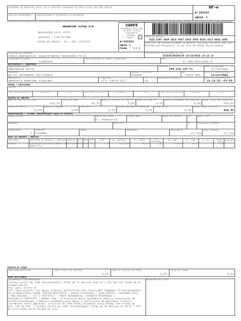 Notafiscal | PDF | Recibo | Documento